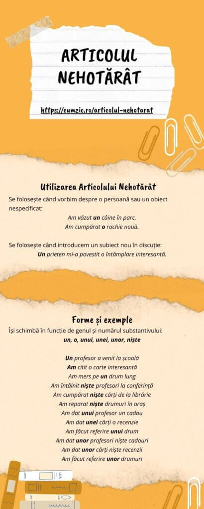 Înțelege Articolul Nehotărât prin Exemple